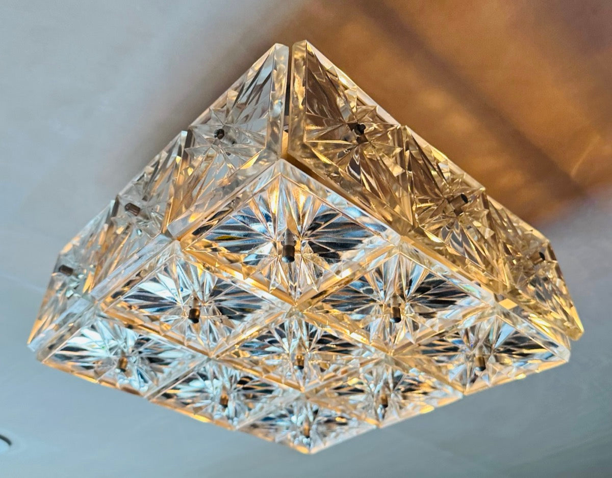 1970s German Kinkeldey Crystal Facetted Glass Flush Mount – retro living uk