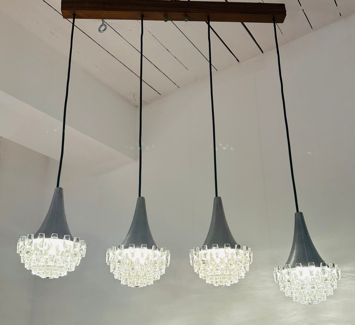 1970s German Hustadt Four Glass Torch Ceiling Light – retro living uk