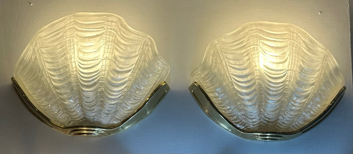 Pair of Art Deco Cinema Clam Shell Wall Lights – retro living uk
