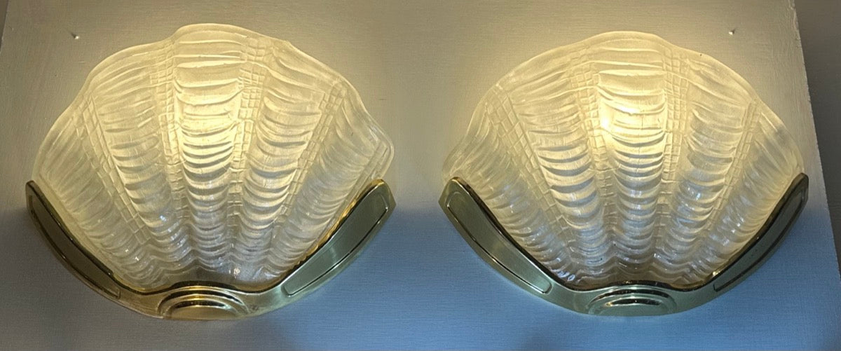 Pair of Art Deco Cinema Clam Shell Wall Lights – retro living uk