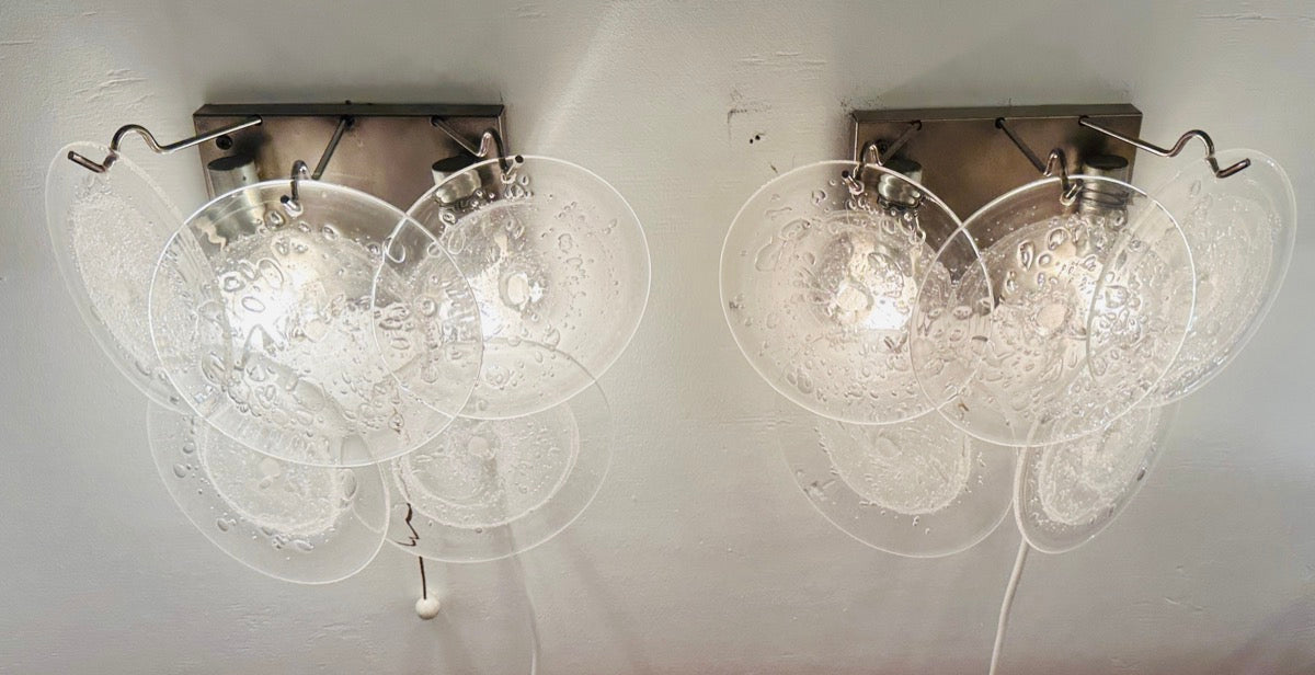 Pair of 1960s Italian Vistosi Style 5 Murano Disc Wall Lights – retro ...