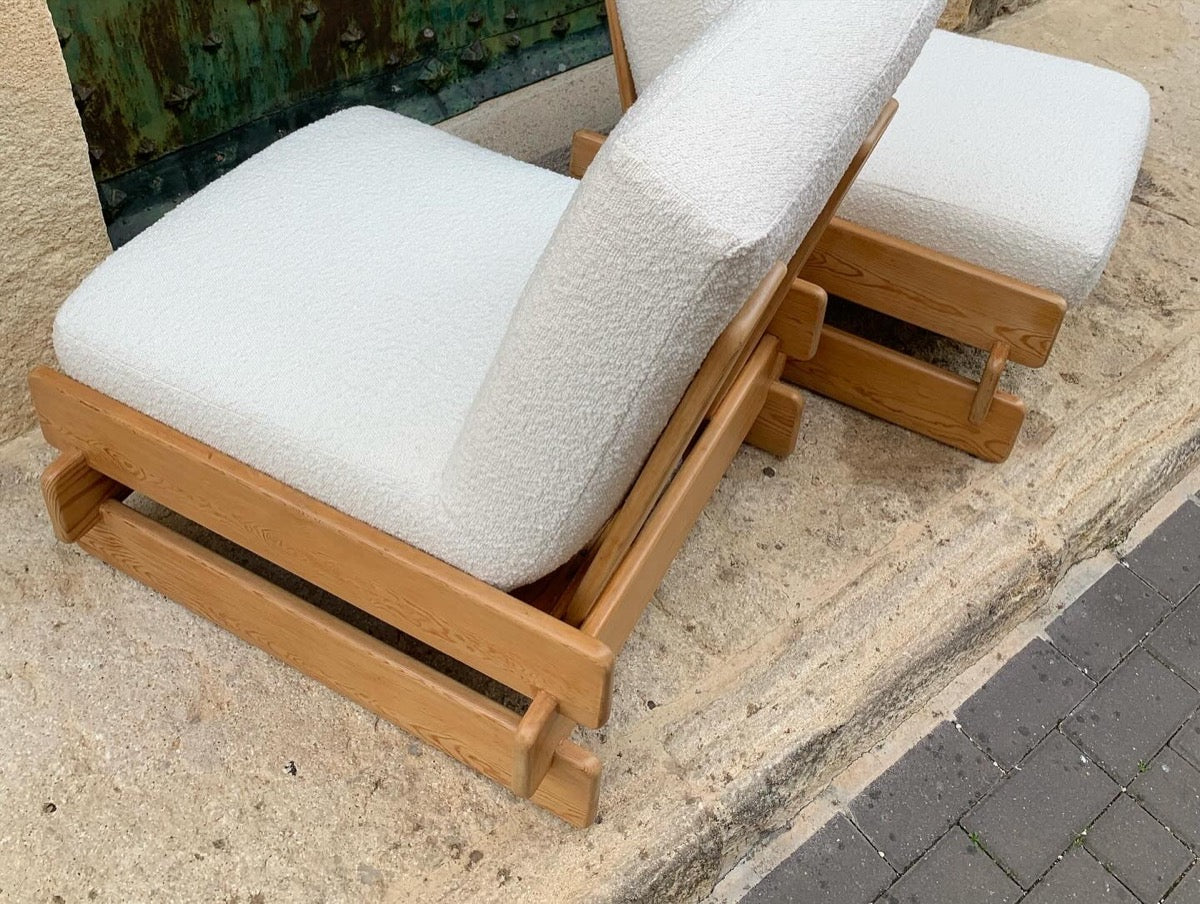 Pair of 1970s Swedish Solid Pine Lounge Chairs – retro living uk