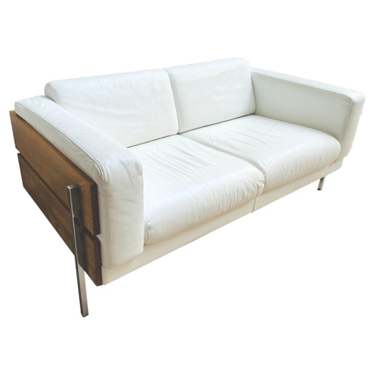 2000s White Leather 2-Seater Robin Day for Habitat Sofa – retro living uk