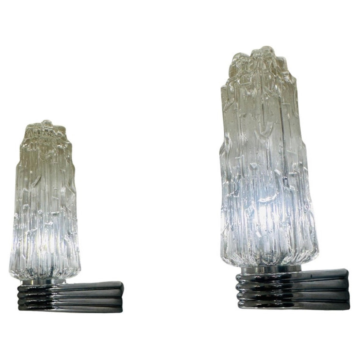 Pair of 1970s German Hoffmeister Iceberg Glass Torch Wall Lights ...