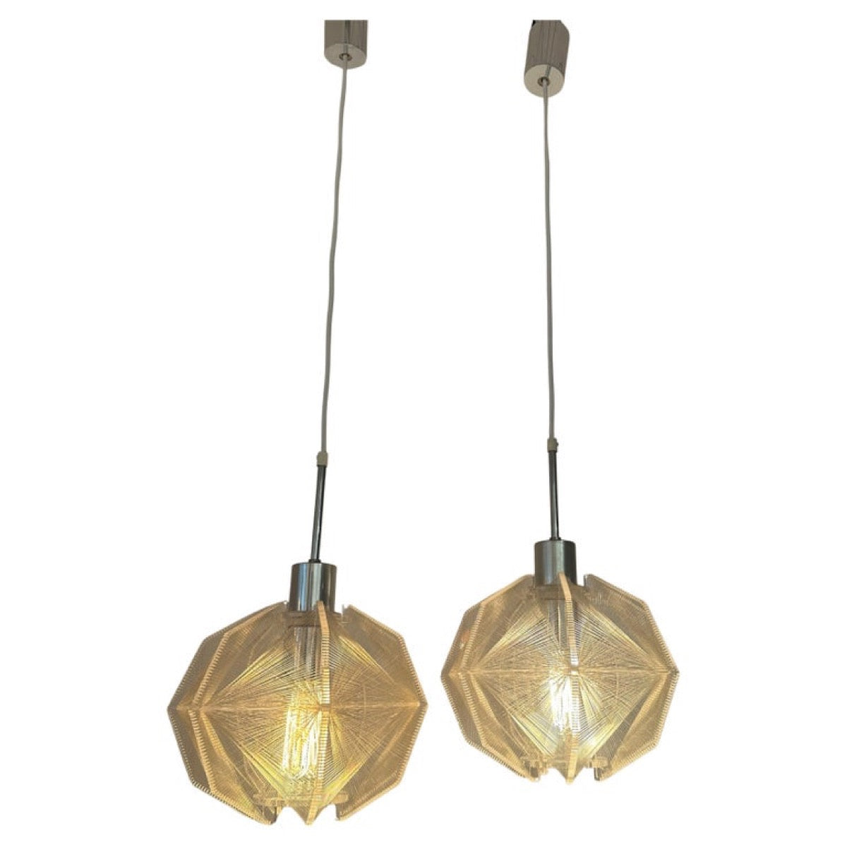 Pair of 1970s Sompex Nylon and Perspex Pendant Lights – retro living uk