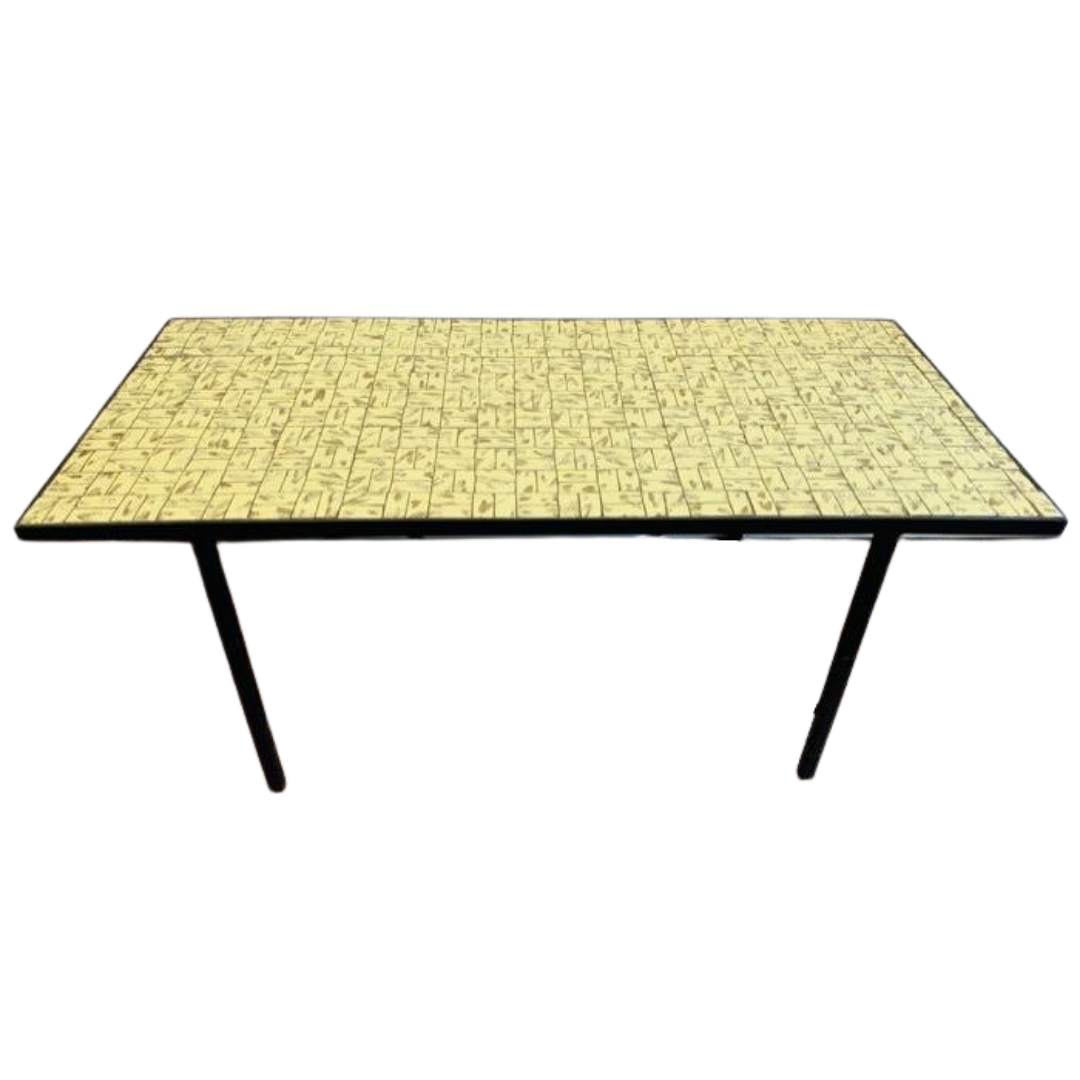 1960s Yellow and Gold Tiled Coffee Table – retro living uk