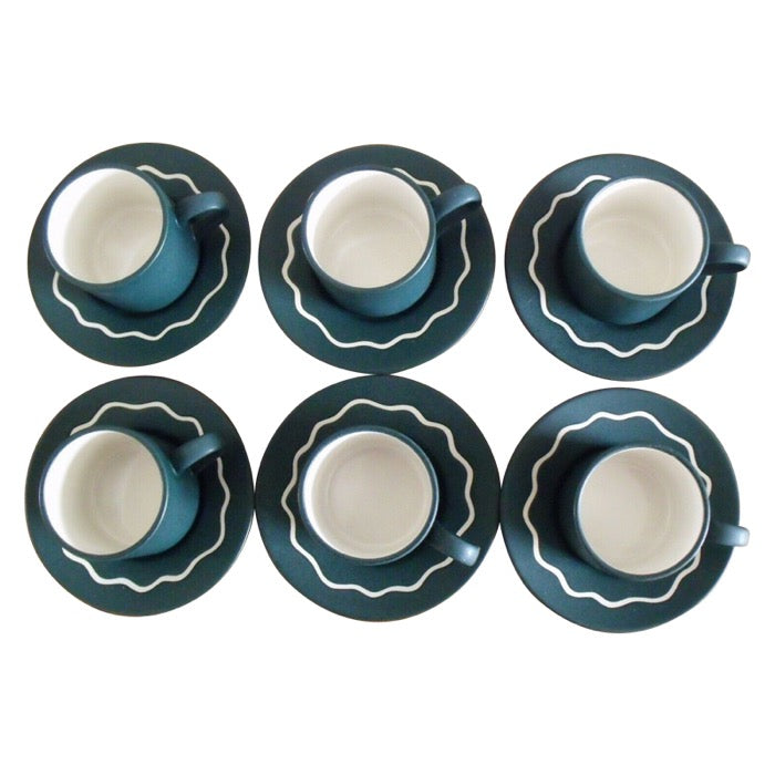 1970s Set of 6 Habitat 'Ripple' Coffee Cups and Saucers – retro living uk
