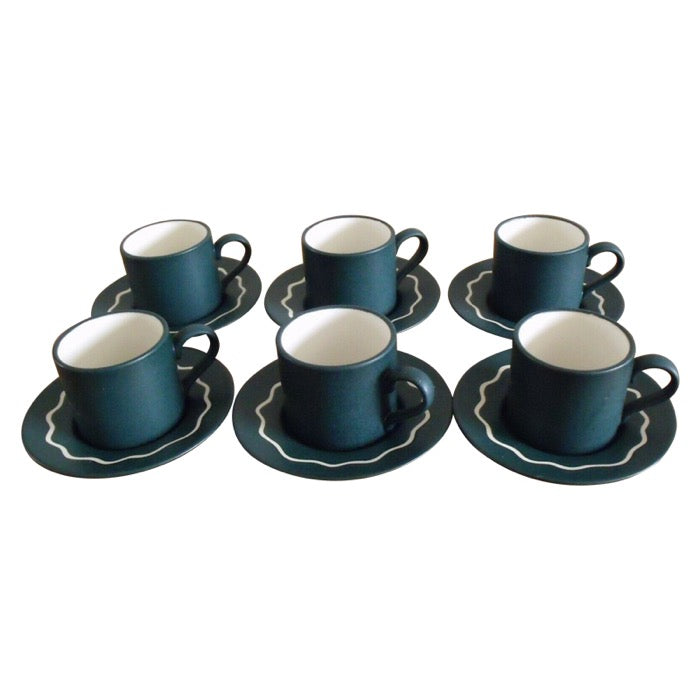 1970s Set of 6 Habitat 'Ripple' Coffee Cups and Saucers – retro living uk