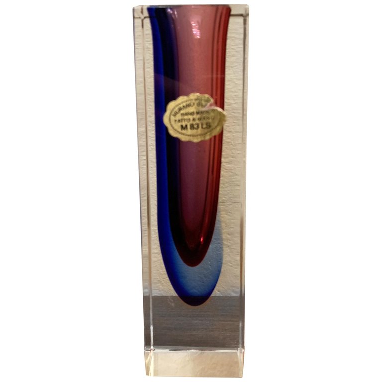 Small 1970s Italian Murano Handmade Sommerso Glass Vase – retro living uk