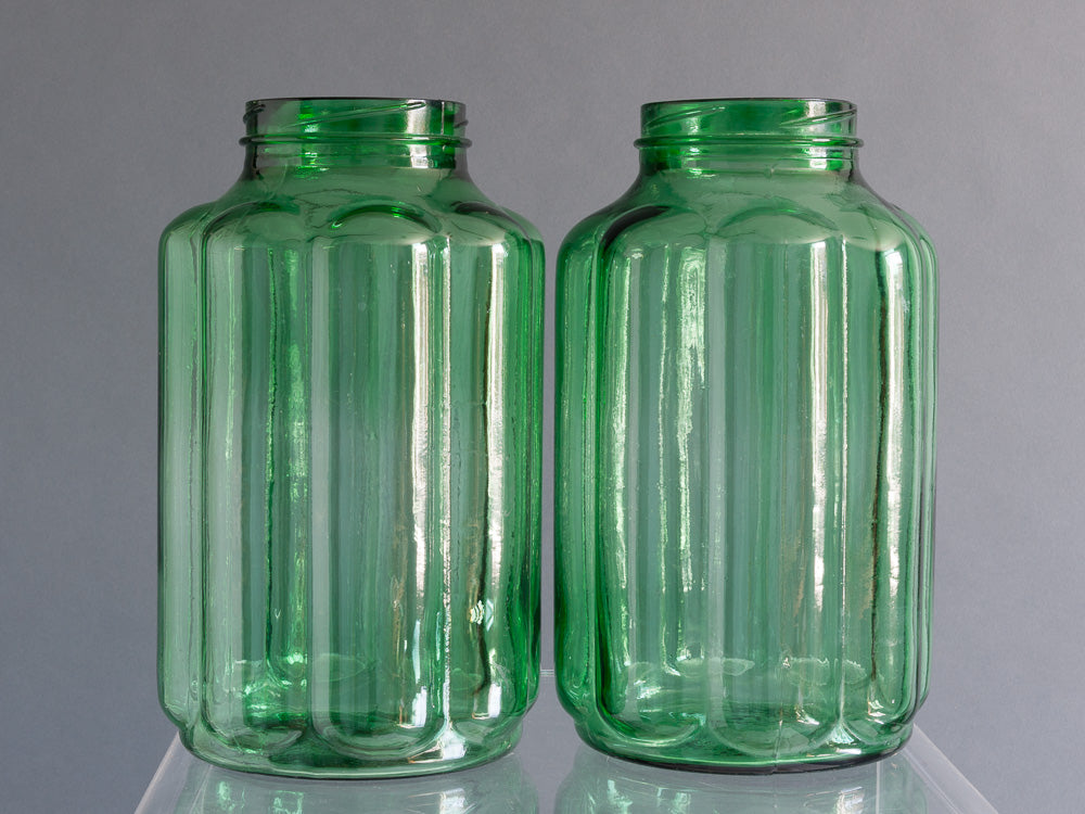 Vintage Ridged Large Green Storage Jars – retro living uk