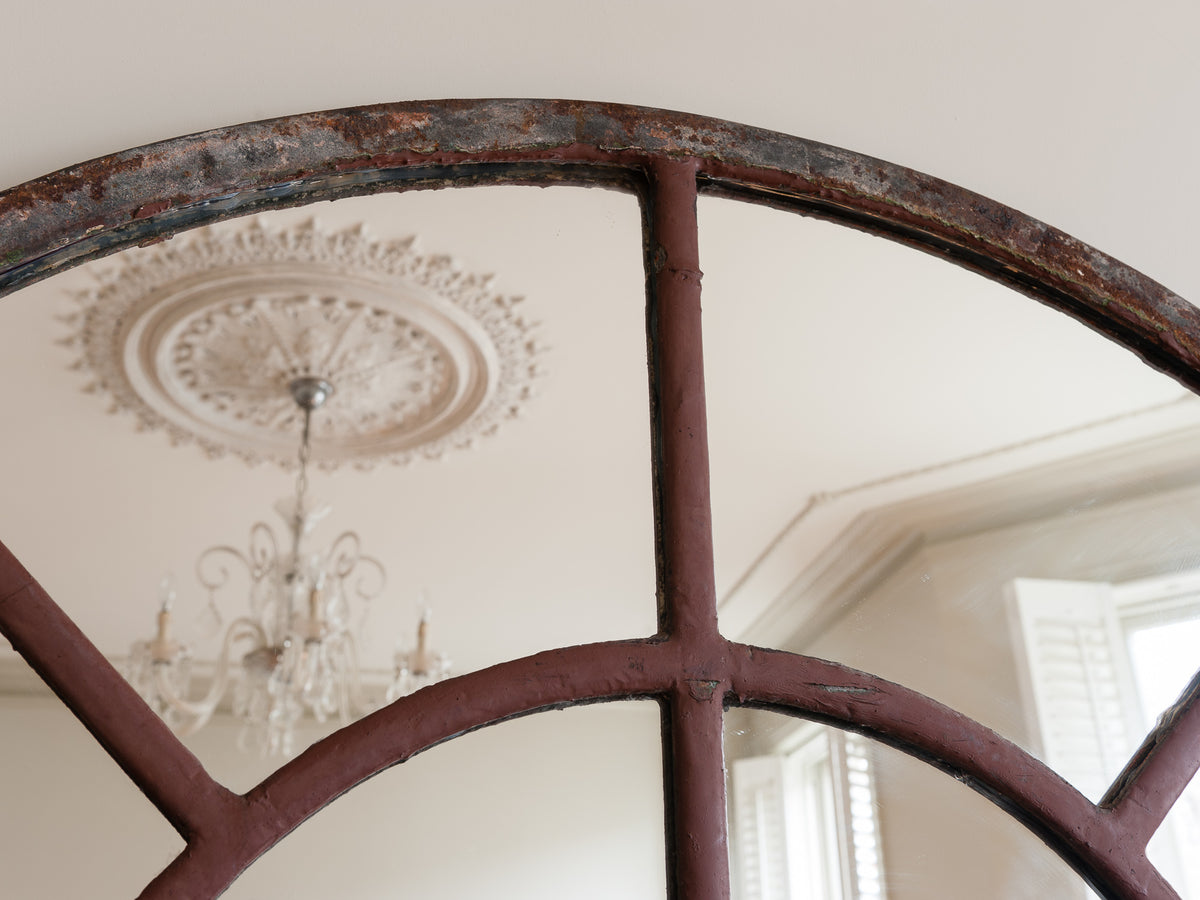 Large French Mirrored Semi Circular Reclaimed Factory Metal Window Fra ...