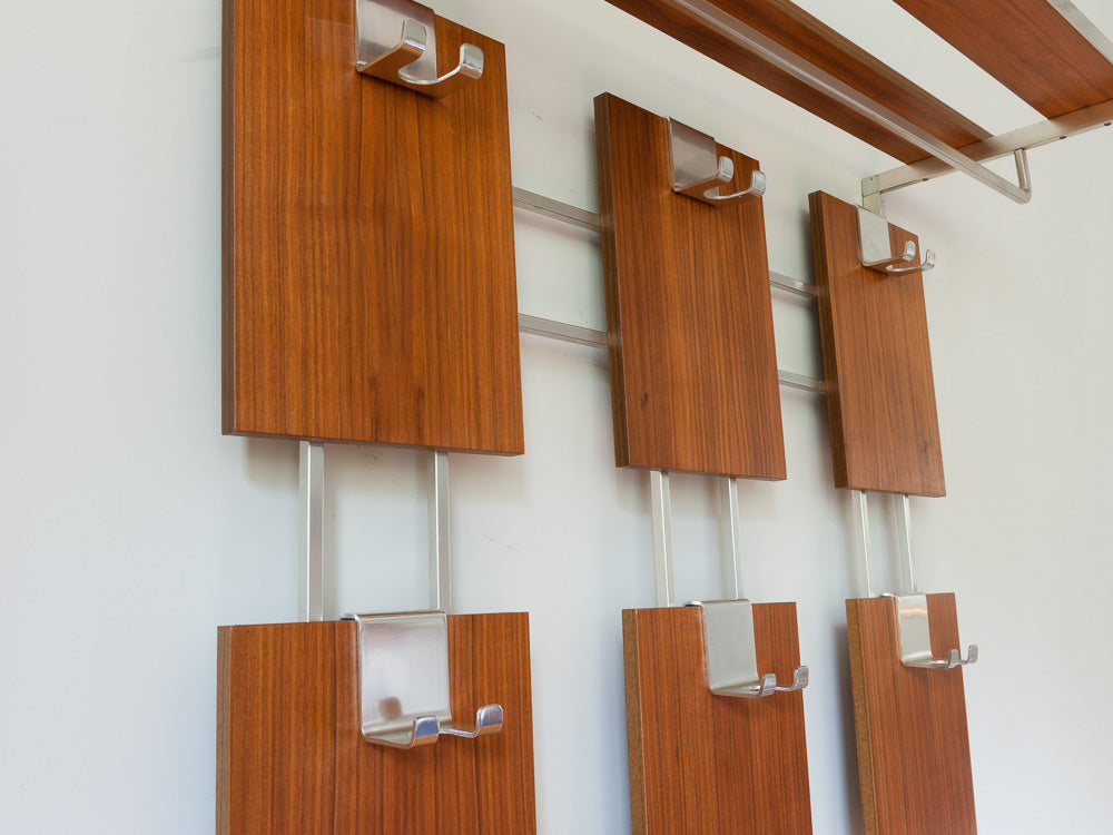 1970's GERMAN WALL HANGING TEAK COAT RACK – retro living uk