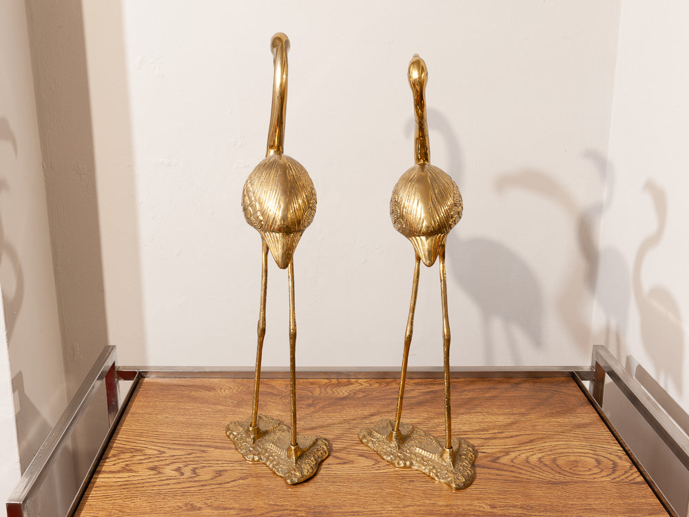 1970's Pair of Hollywood Regency Large French Brass Flamingos – retro ...
