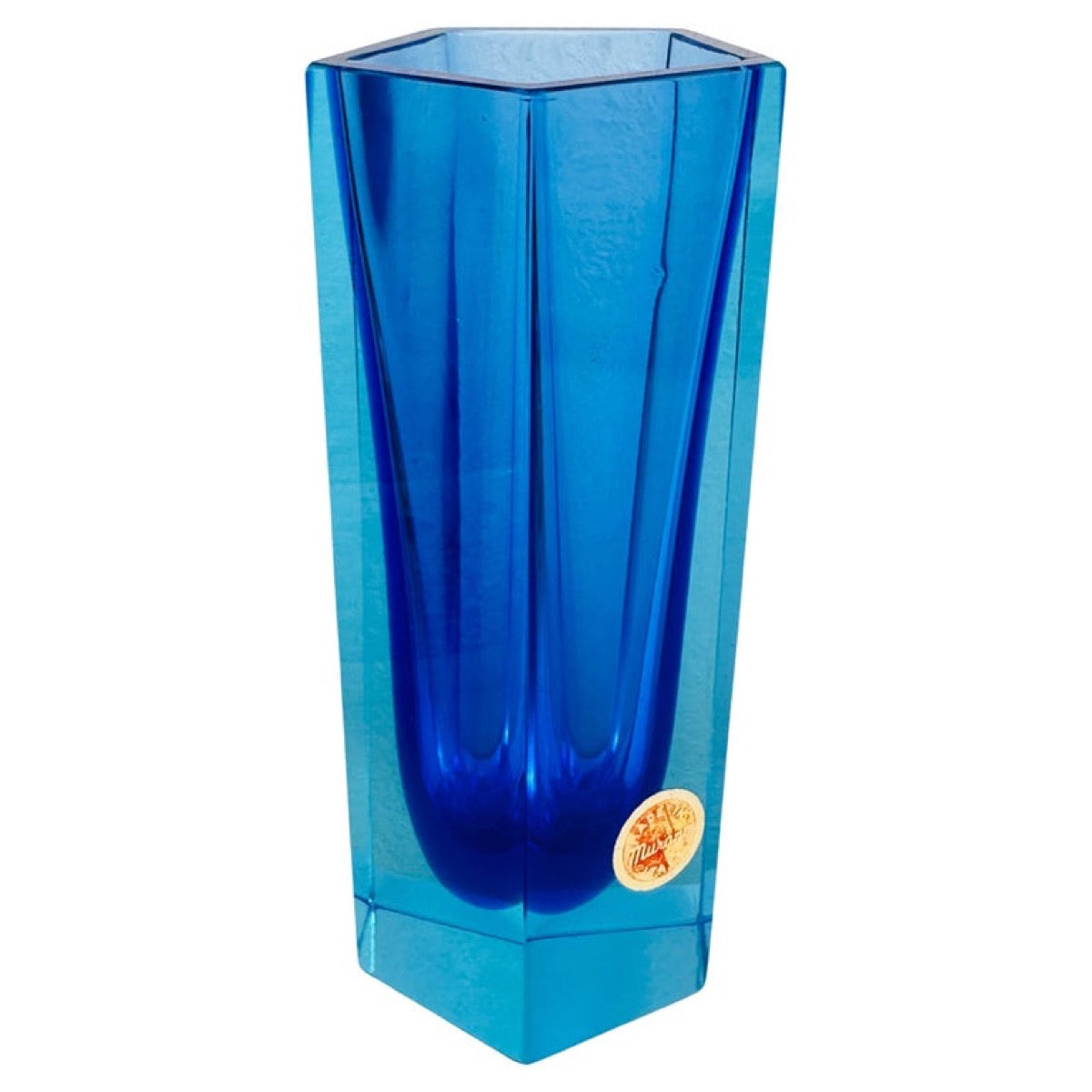 Small 1970s Italian Murano Blue Sommerso Glass Vase – retro living uk