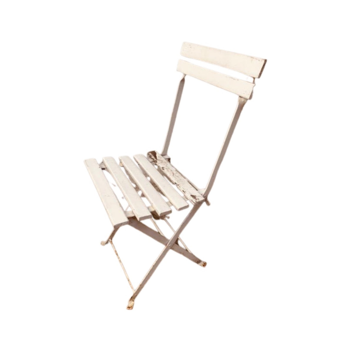 Vintage Rustic Slatted Painted White Garden Chair – retro living uk